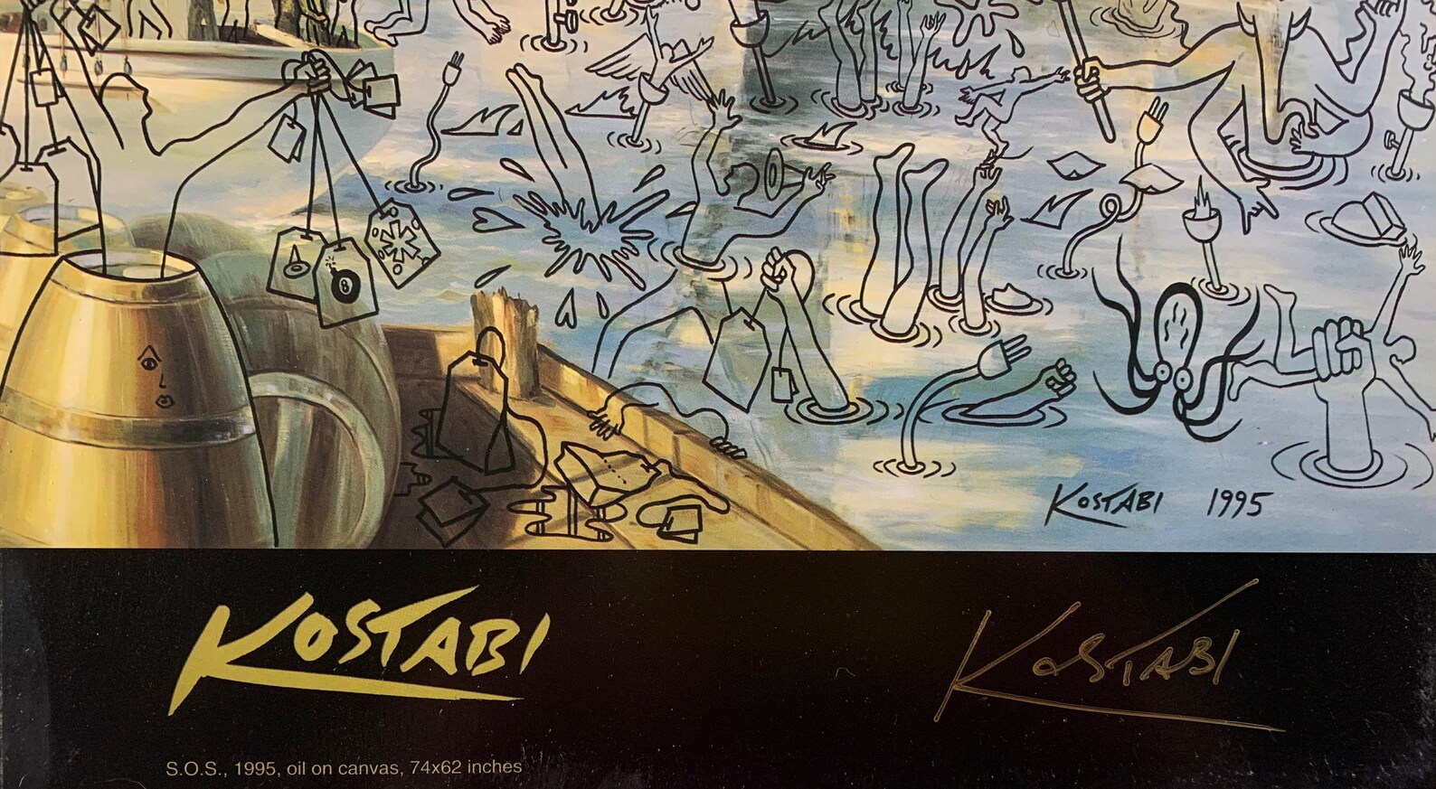 MARK KOSTABI (american, Contemporary) Hand Signed Poster “S.O.S” 1995 ...