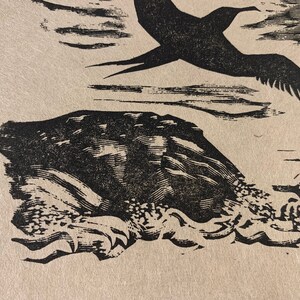 VINTAGE WOODBLOCK PRINT Seagull by the Bluffs - Etsy