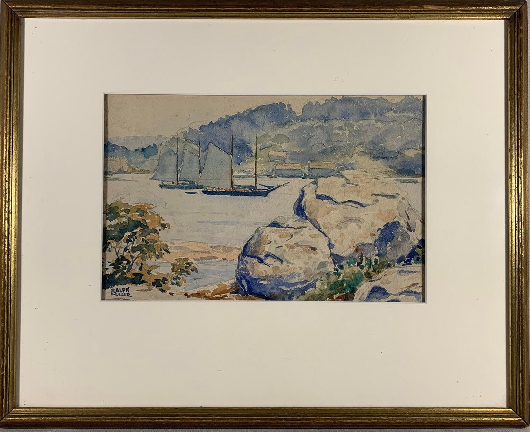 RALPH FULLER (american, 1890 - 1963) Original Signed Watercolor “rocky ...