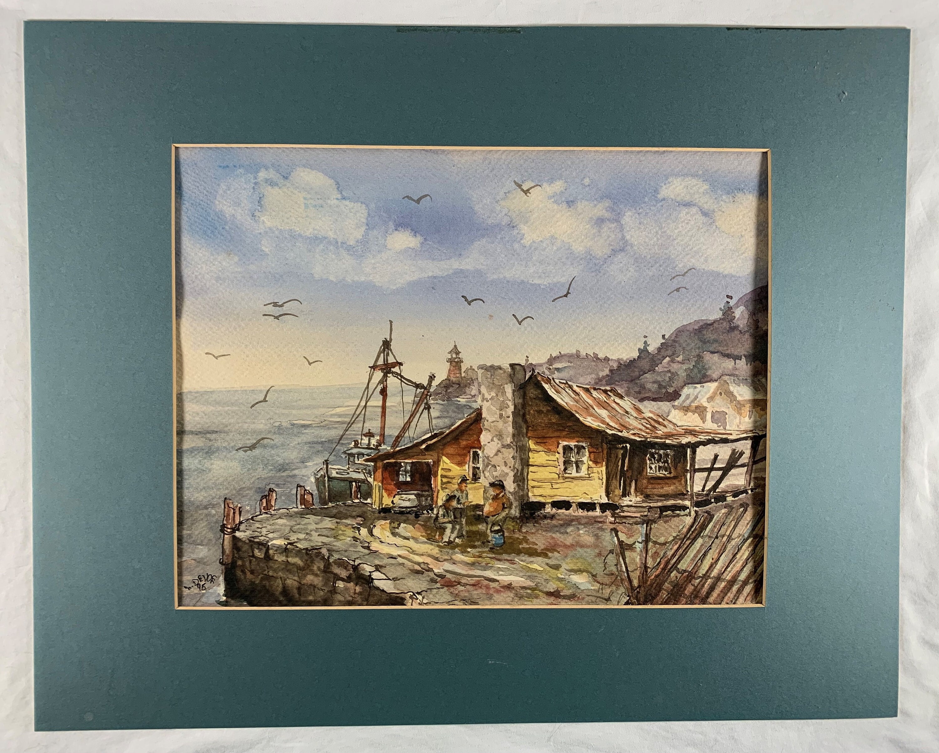 L. DEVOE Signed Watercolor “tall Tales” Fisherman by the Harborl. - Etsy