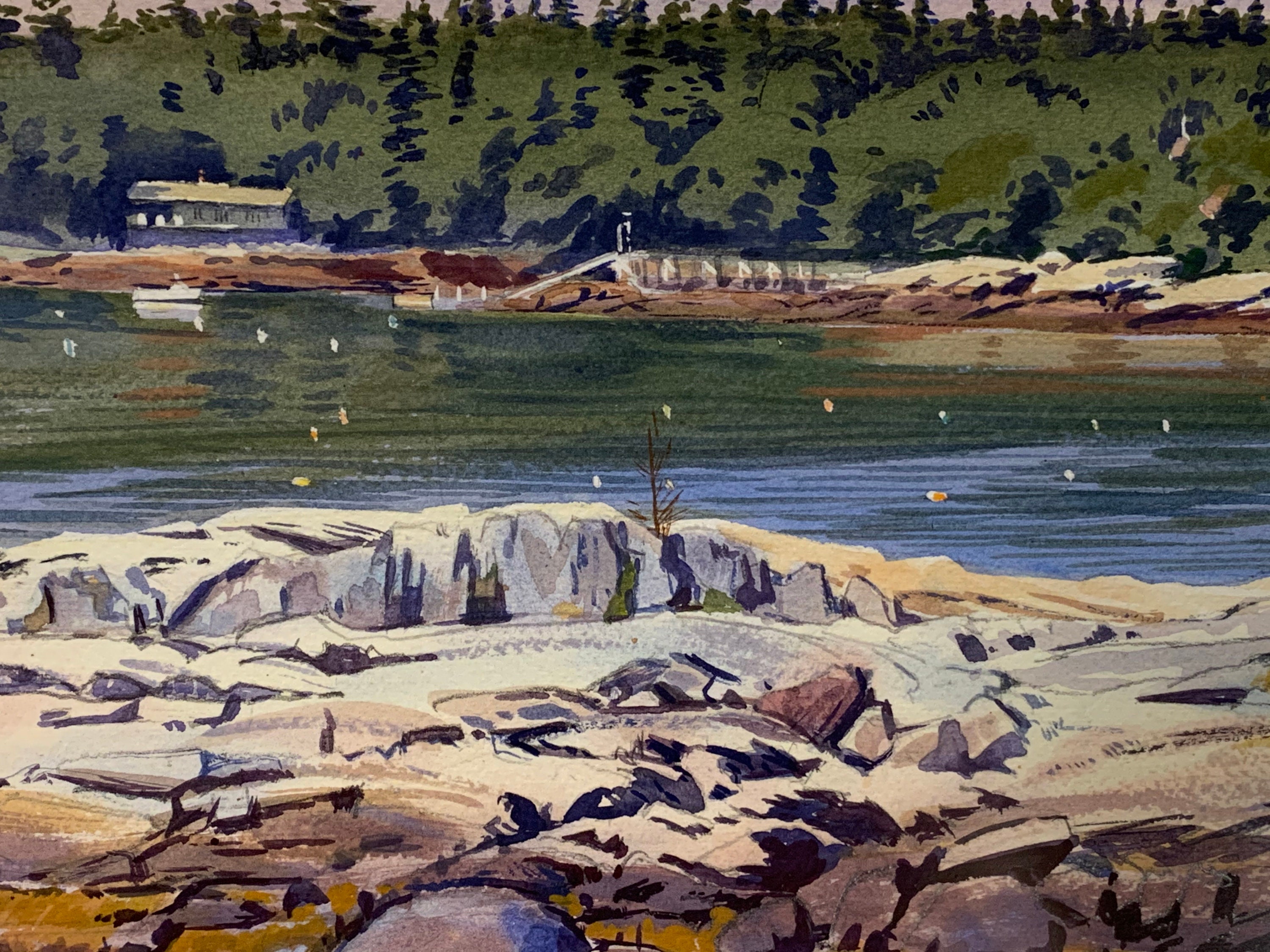 LEE BOYNTON Estadounidense, 1953-2016 Acuarela original Downeast Maine ...