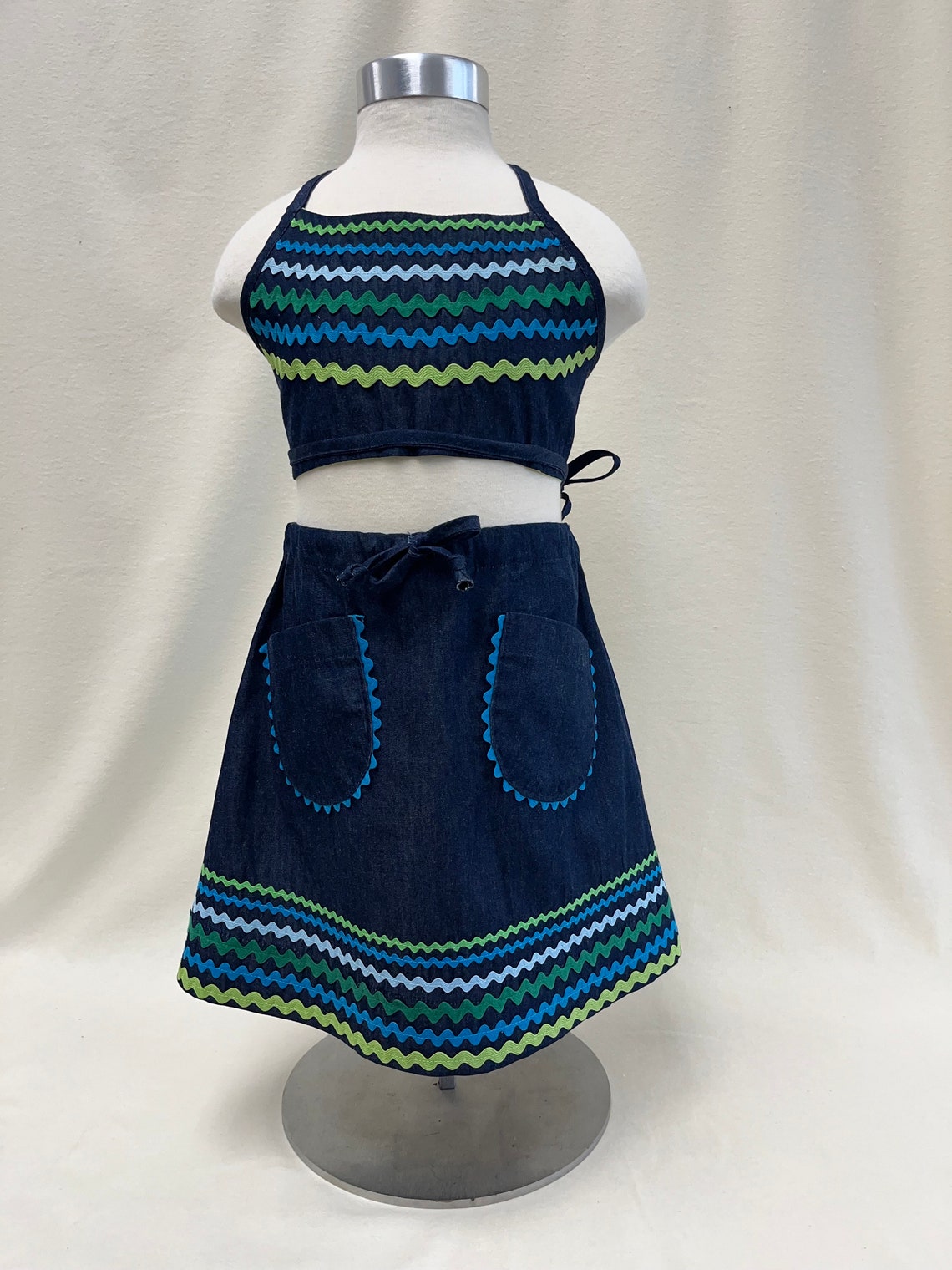 Upcycled Soft Denim Halter Top and Skirt, Size 5 Girls - Etsy