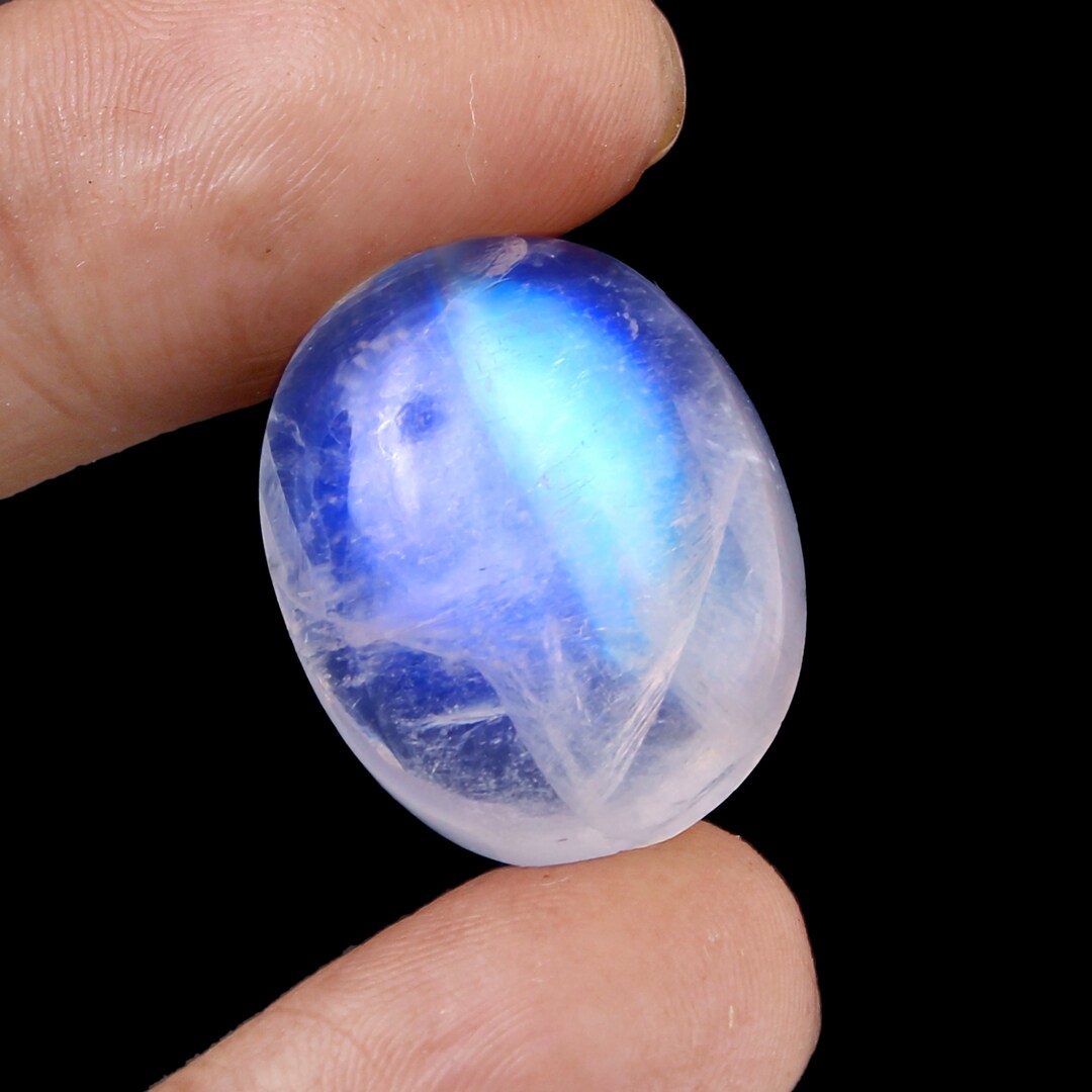 AAA Natural Blue Flashy Fire Moonstone Rainbow Oval Cabochon , Smooth ...