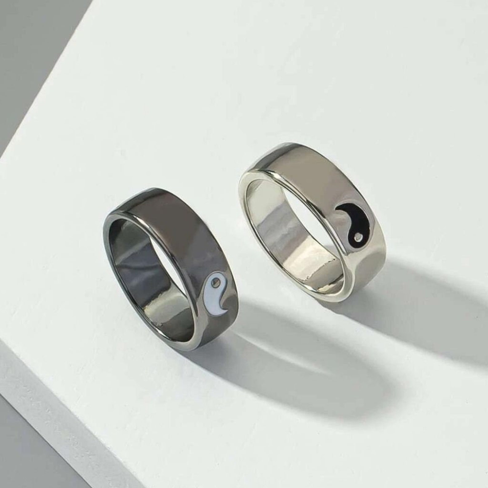 Stainless Steel Yin and Yang Matching Rings Set His and Her | Etsy