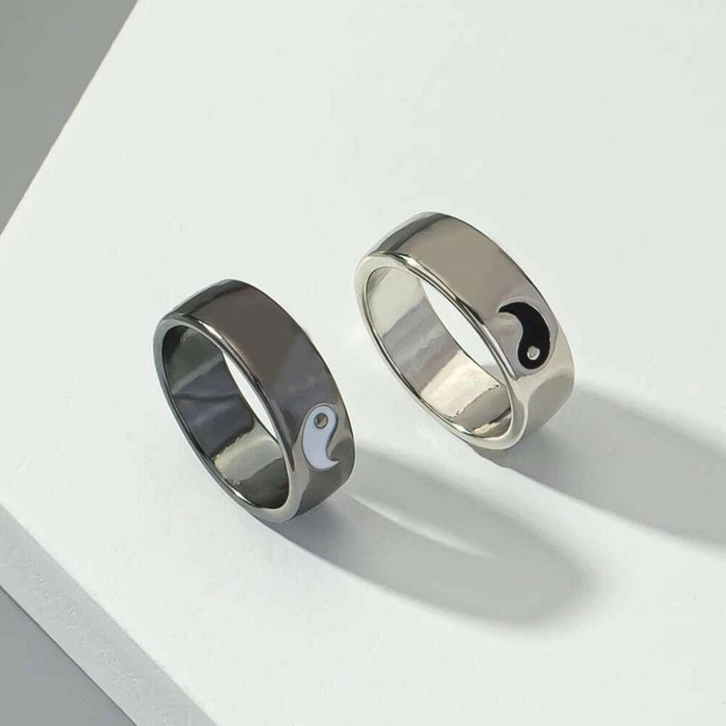 Stainless Steel Yin and Yang Matching Rings Set His and Her | Etsy