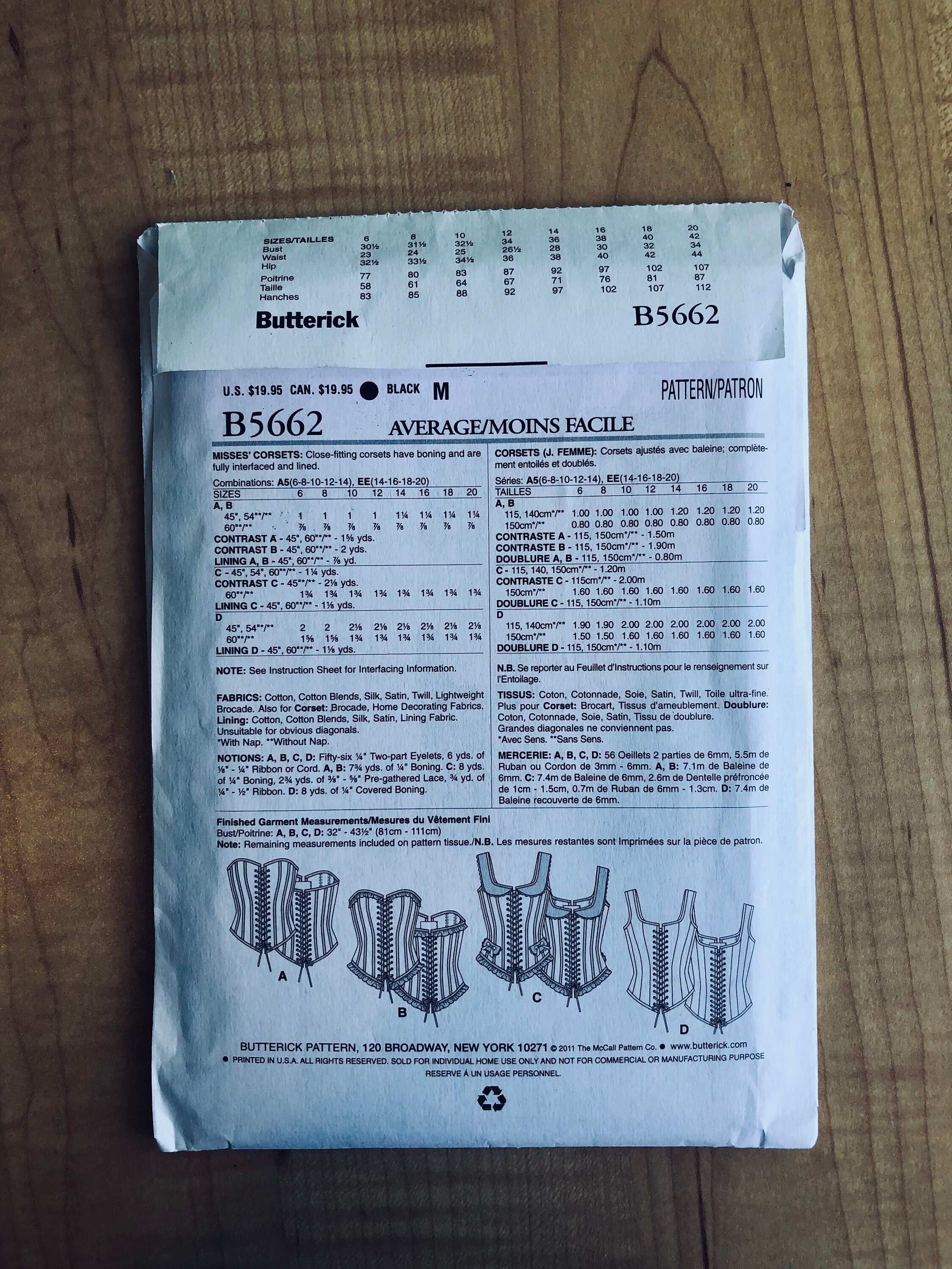 Butterick Corset Patterns Butterick 5662 Making History - Etsy