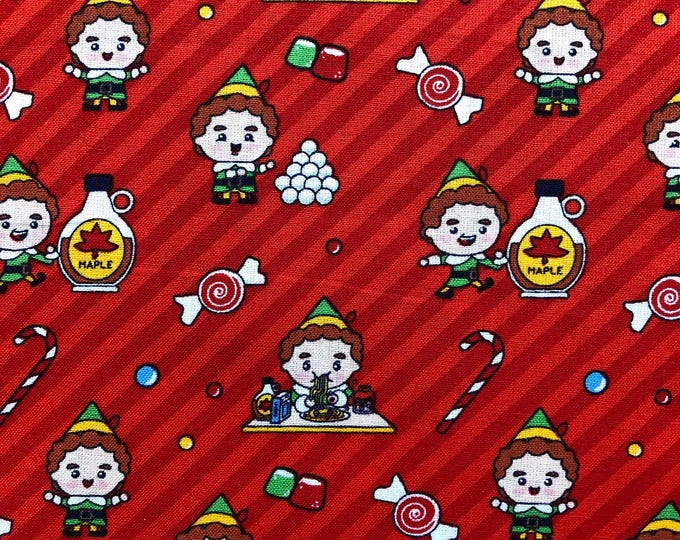 Elf Christmas Lightweight Woven Cotton Camelot Fabrics Red Christmas ...