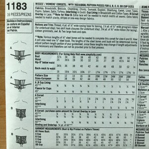 Women's Corset Pattern Simplicity 1183 Bustier Pattern - Etsy