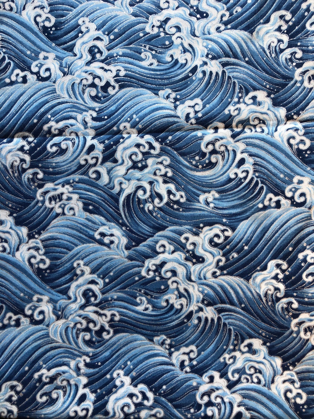 Blue Waves Cotton Fabric Lightweight Woven Cotton Blue Waves Keepsake ...