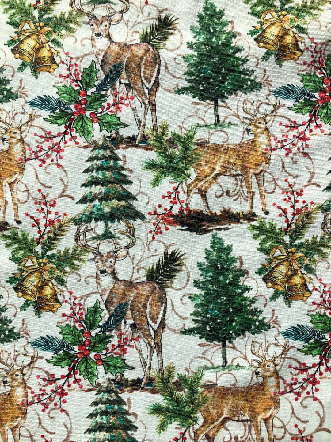 Christmas Holiday Deer Country Cotton Fabric Christmas Deer Lightweight ...