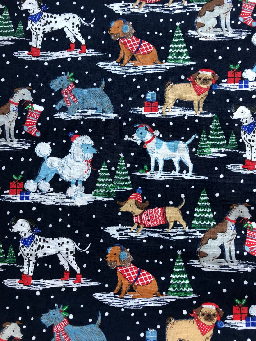 Dog Christmas Fabric, Festive and Fun Dogs Ready for the Holidays - Etsy