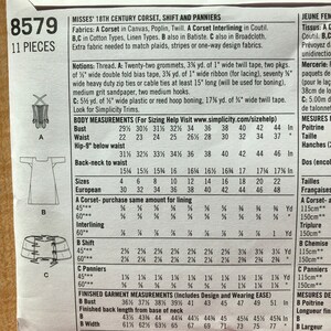 Simplicity 8579 Corset Paniers Shift Undergarments Historic Costume ...