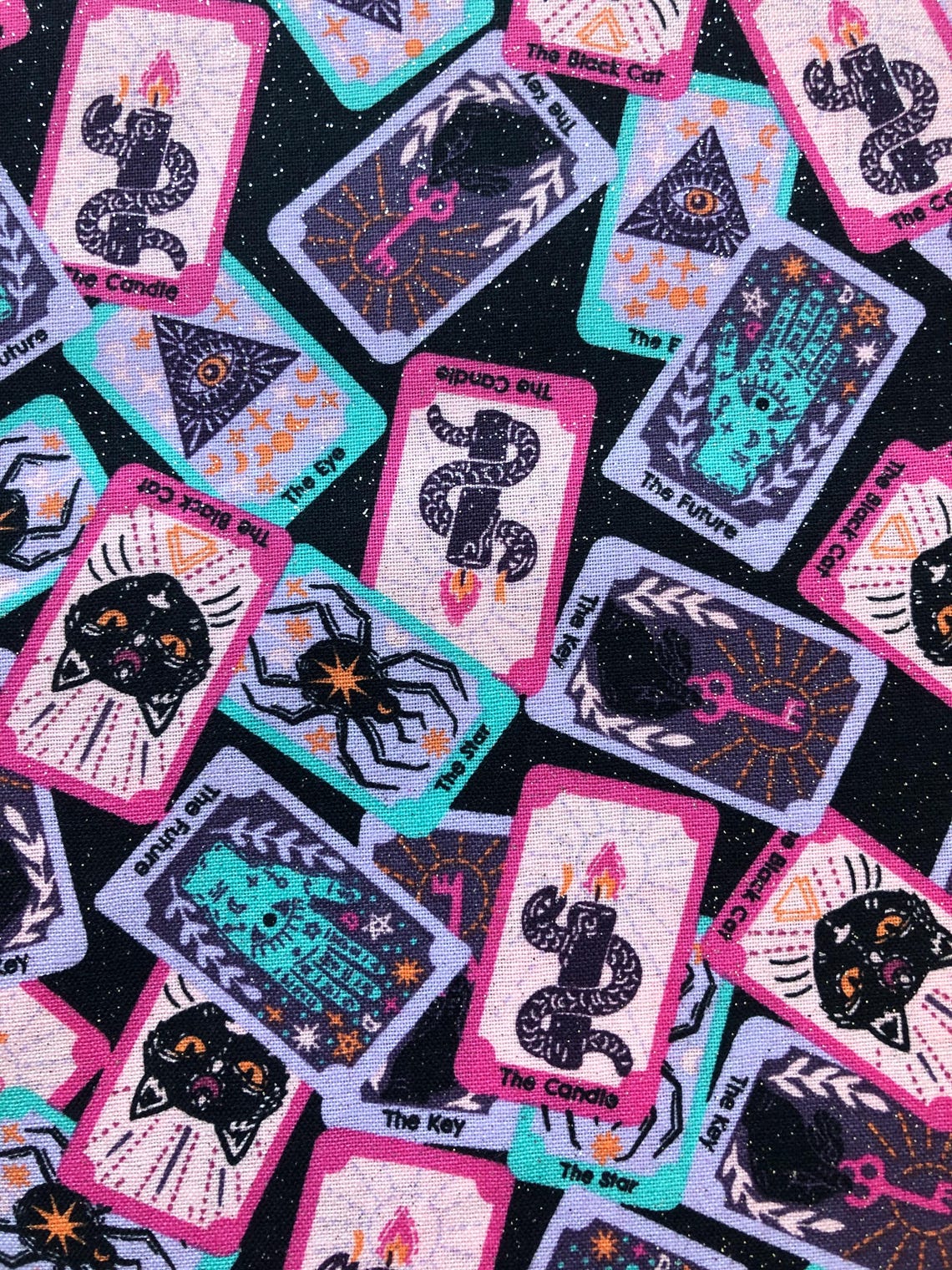 Tarot Cards Pink Purple Halloween Lightweight Woven Cotton Fabric ...