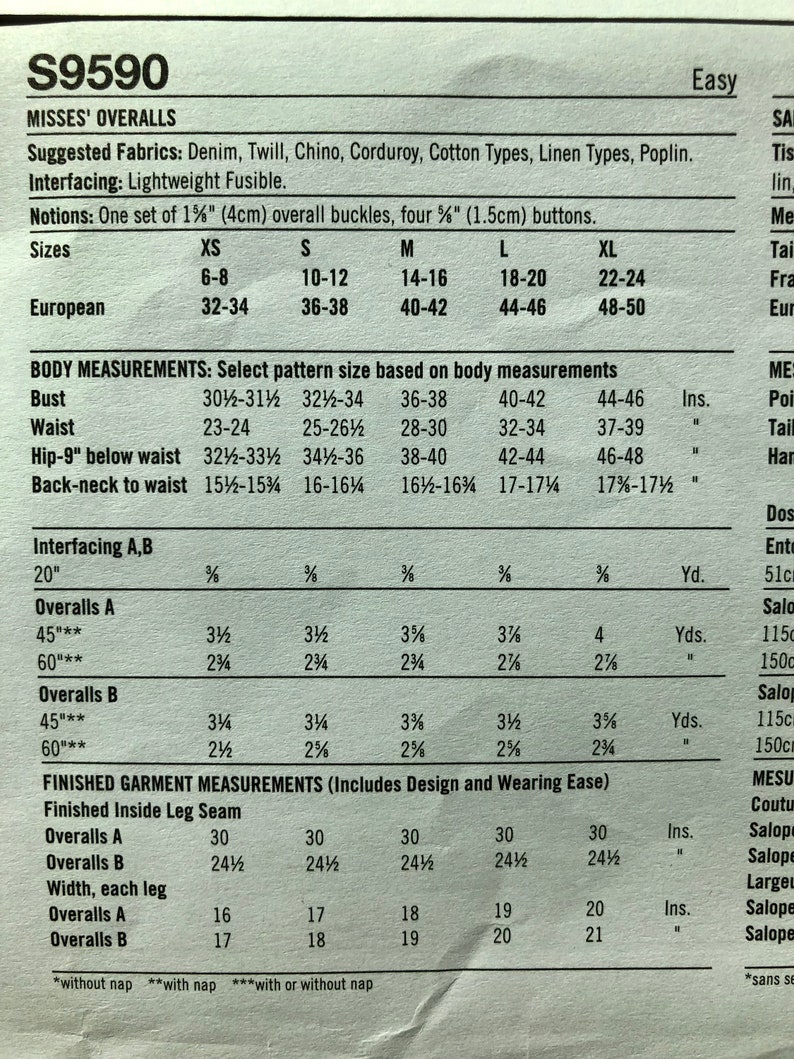 Simplicity S9590 Women's Overalls Pattern Overalls Sewing Pattern - Etsy