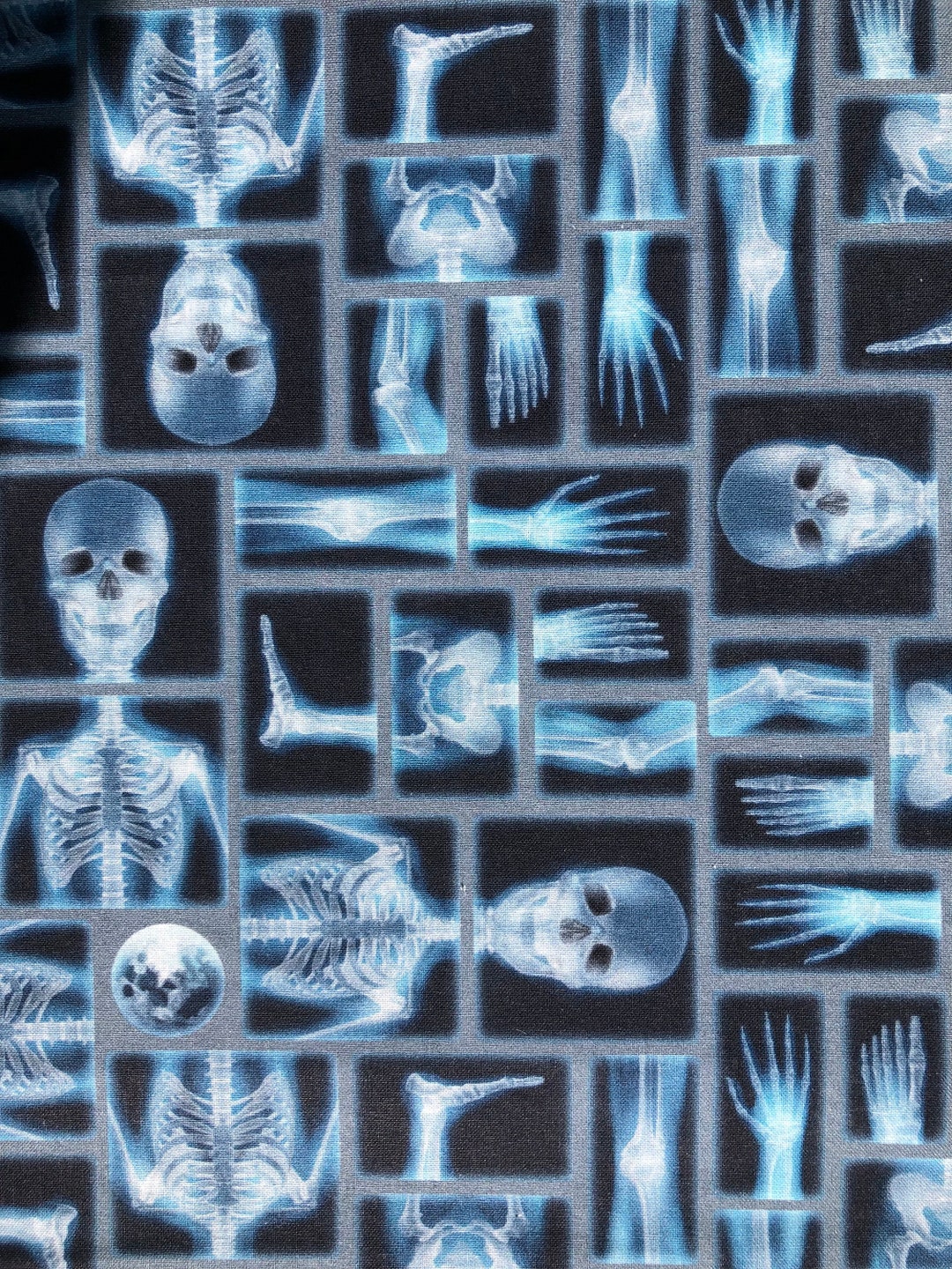X-ray Skeleton Halloween Lightweight Woven Cotton Quilting Crafting ...