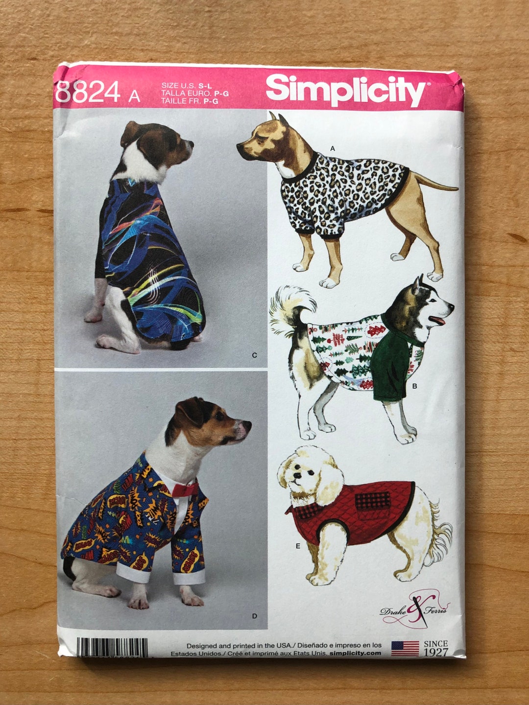 Simplicity 8824 Dog Coats Clothes Vests Jackets Dog Outerwear Sweaters ...