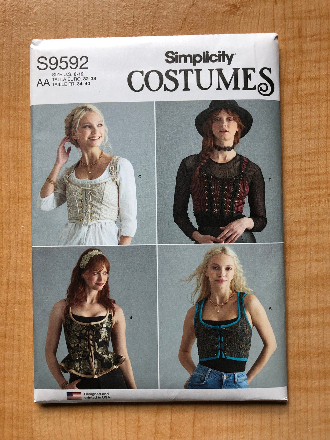 Simplicity Costumes S9592 Corset Pattern 9592 Laced Bodice Corset ...