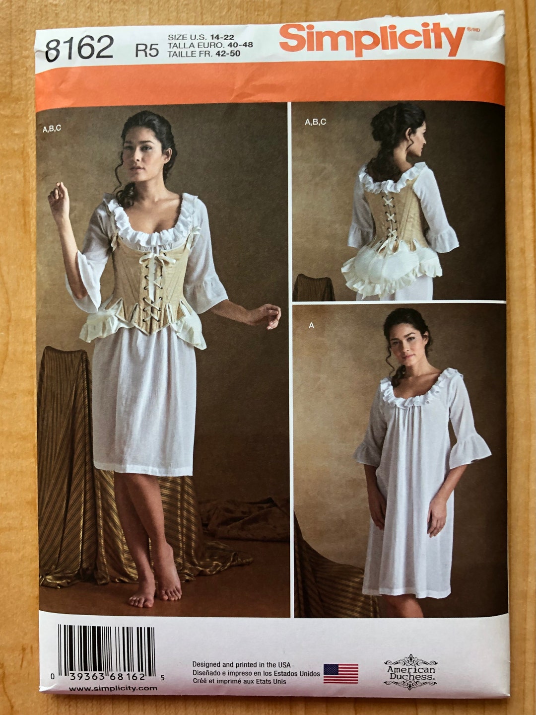 Simplicity 8126 Boned Corset Pattern 18th Century Undergarments Chemise Bum Pad Patterns ...