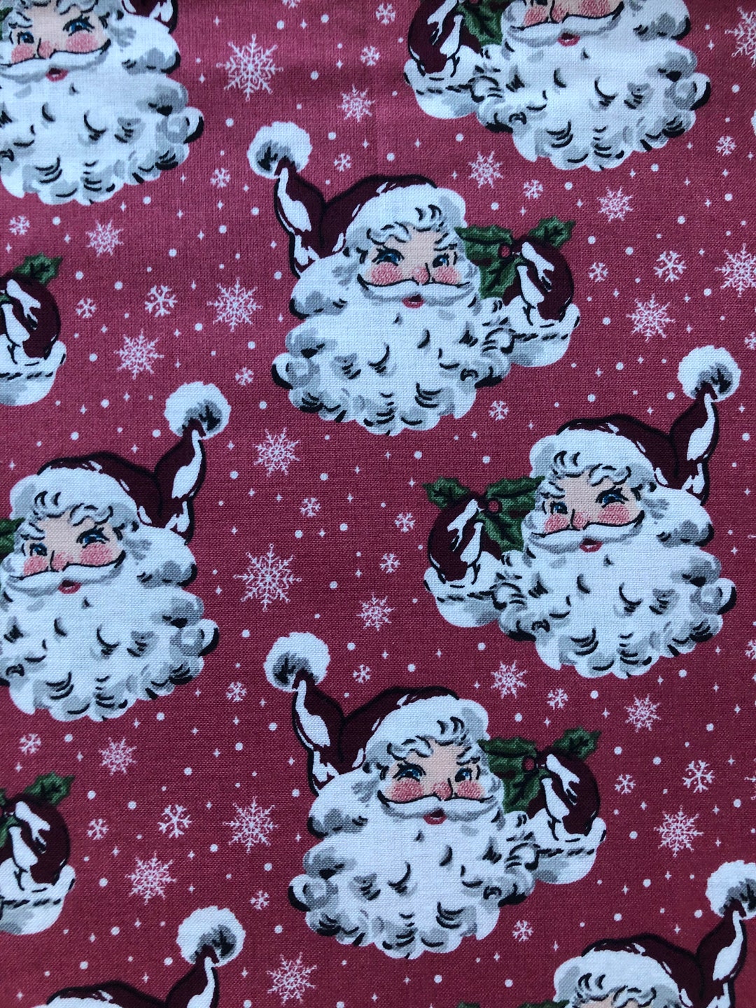 Vintage Santas Christmas Fabric Holiday Vintage Santa Fabric - Etsy