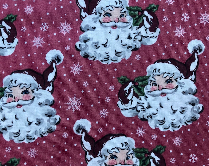 Vintage Santa Fabric Pink Retro Santa by Red_raspberry_design 1950s ...