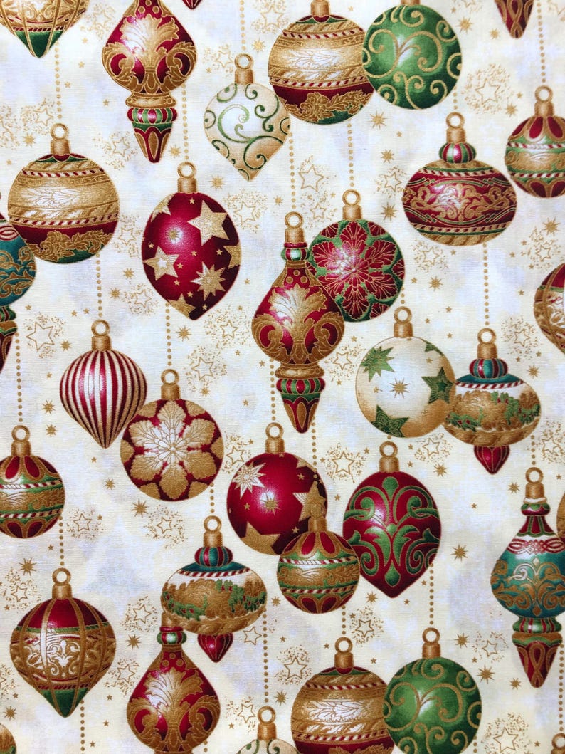 Holiday Flourish Christmas Tree Ornaments Lightweight Woven Cotton ...