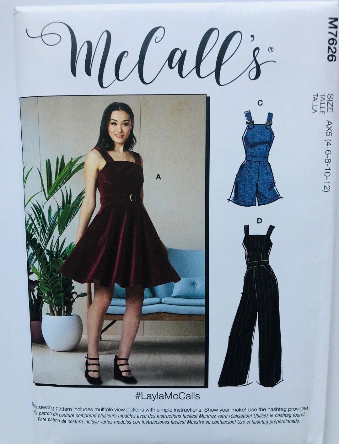 Mccalls M7626 Dress Jumper Jumpsuit Overalls Paper Pattern 7626 Women's ...