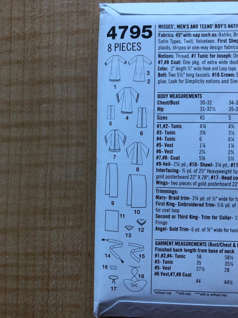 Simplicity 4795 Biblical Adult Nativity Patterns Adult Biblical ...