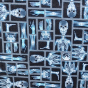 X-ray Skeleton Halloween Lightweight Woven Cotton Blue Halloween Bones ...