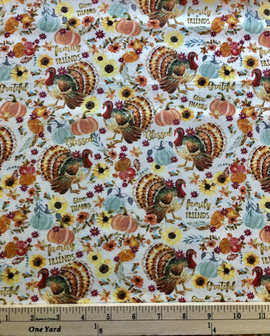 Thanksgiving Harvest Seasonal Lightweight Woven Cotton Fabric Turkey ...