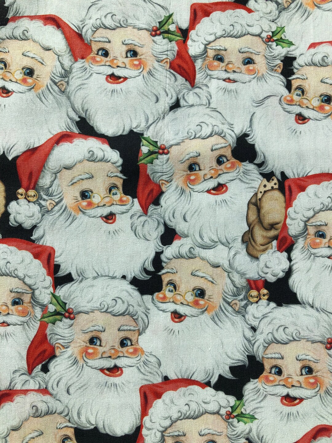 Vintage Santa Fabric Santa Claus Fabric Christmas Fabric Christmas ...