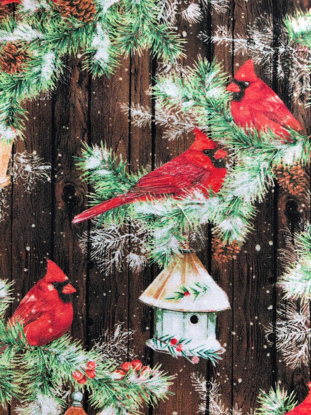 Winter Cardinals Christmas Holiday Red Cardinals Fabric Lightweight ...