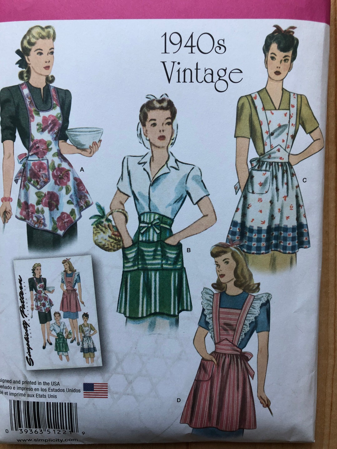 Simplicity 1221 Vintage 1940's Apron Pattern - Etsy