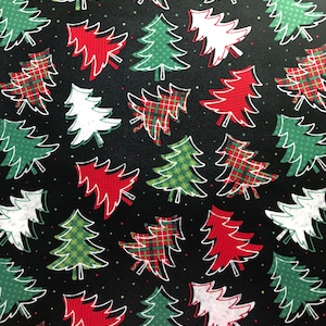 Multi Colored Christmas Trees Lightweight Woven Cotton Christmas Fabric ...