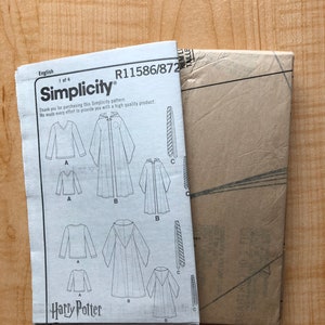 Harry Potter Robe and Tie Patterns Simplicity 11586 Harry Potter Cape ...