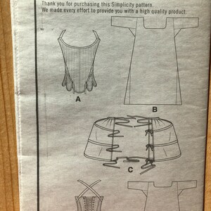 Simplicity 8579 Corset Paniers Shift Undergarments Historic Costume ...