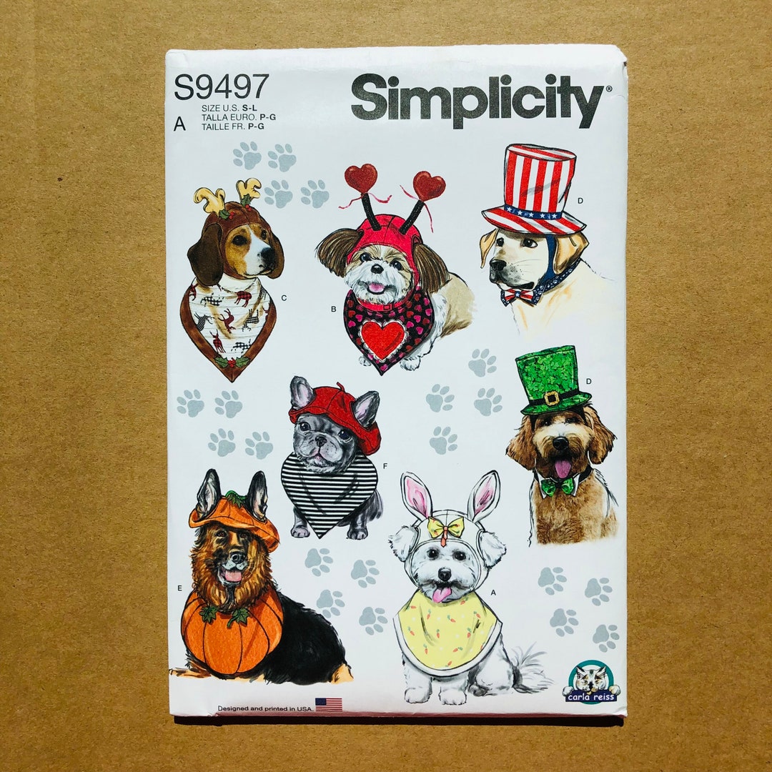 Simplicity S9497 Carla Reiss Dog Hats Patterns Dog Hat and Collar Scarf ...
