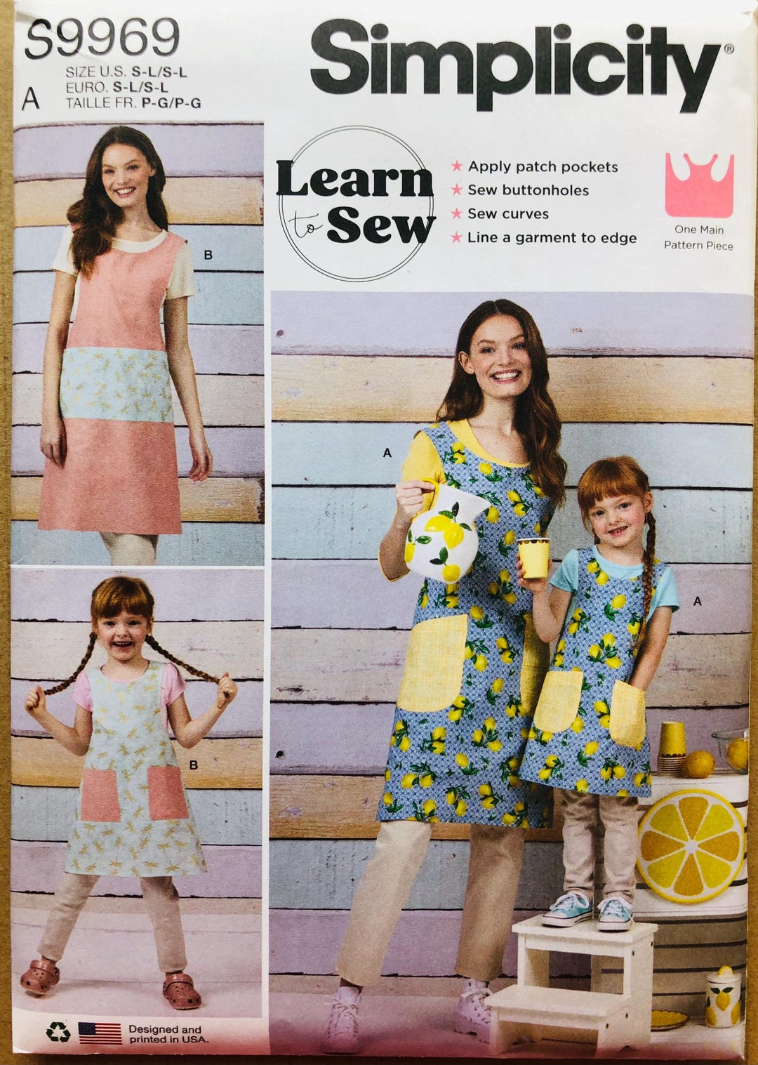 Mother Daughter Learn to Sew Apron Pattern Simplicity S9969 Cross Back ...