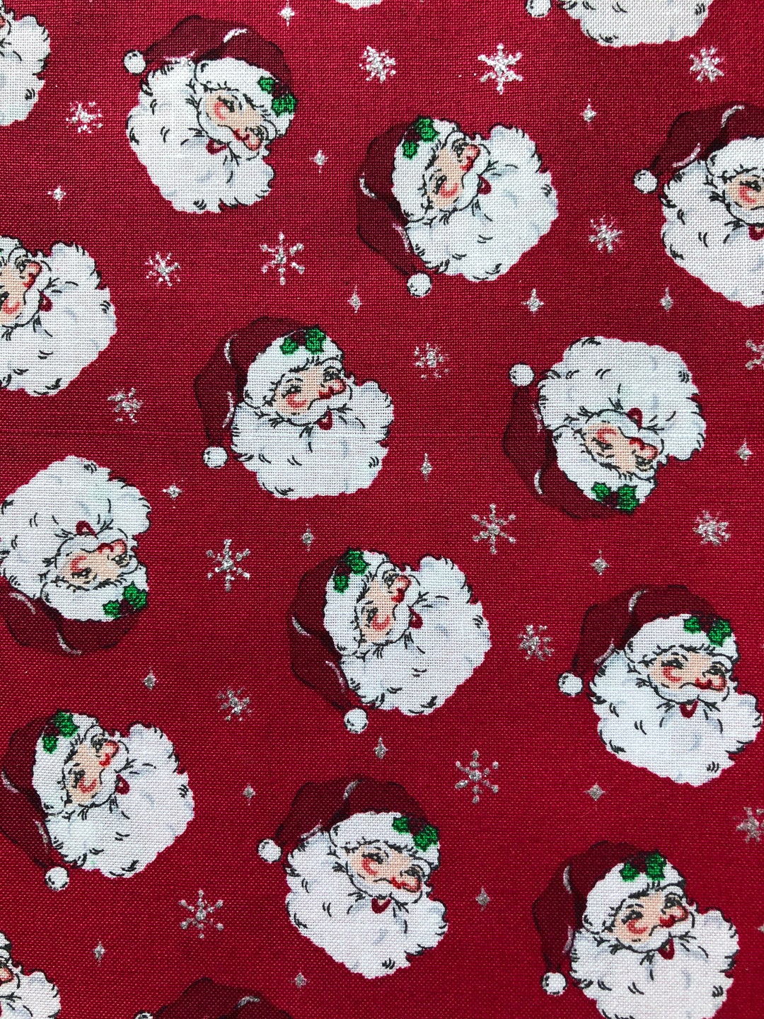 Floating Vintage Santas Christmas Lightweight Woven Cotton Fabric ...