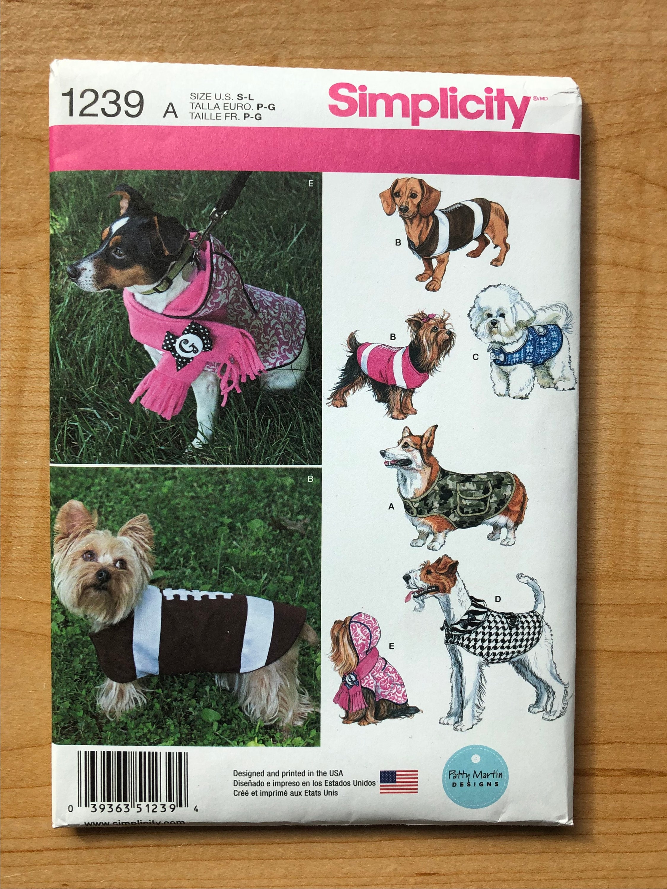 Simplicity 1239 Dog Vest Jacket Pattern Dog Clothes - Etsy