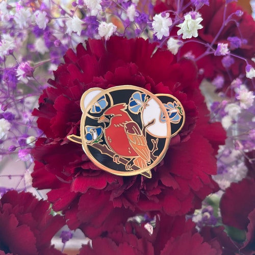 Hard Enamel Pin Sunflower Bluejay Lapel Pin Brooch - Etsy