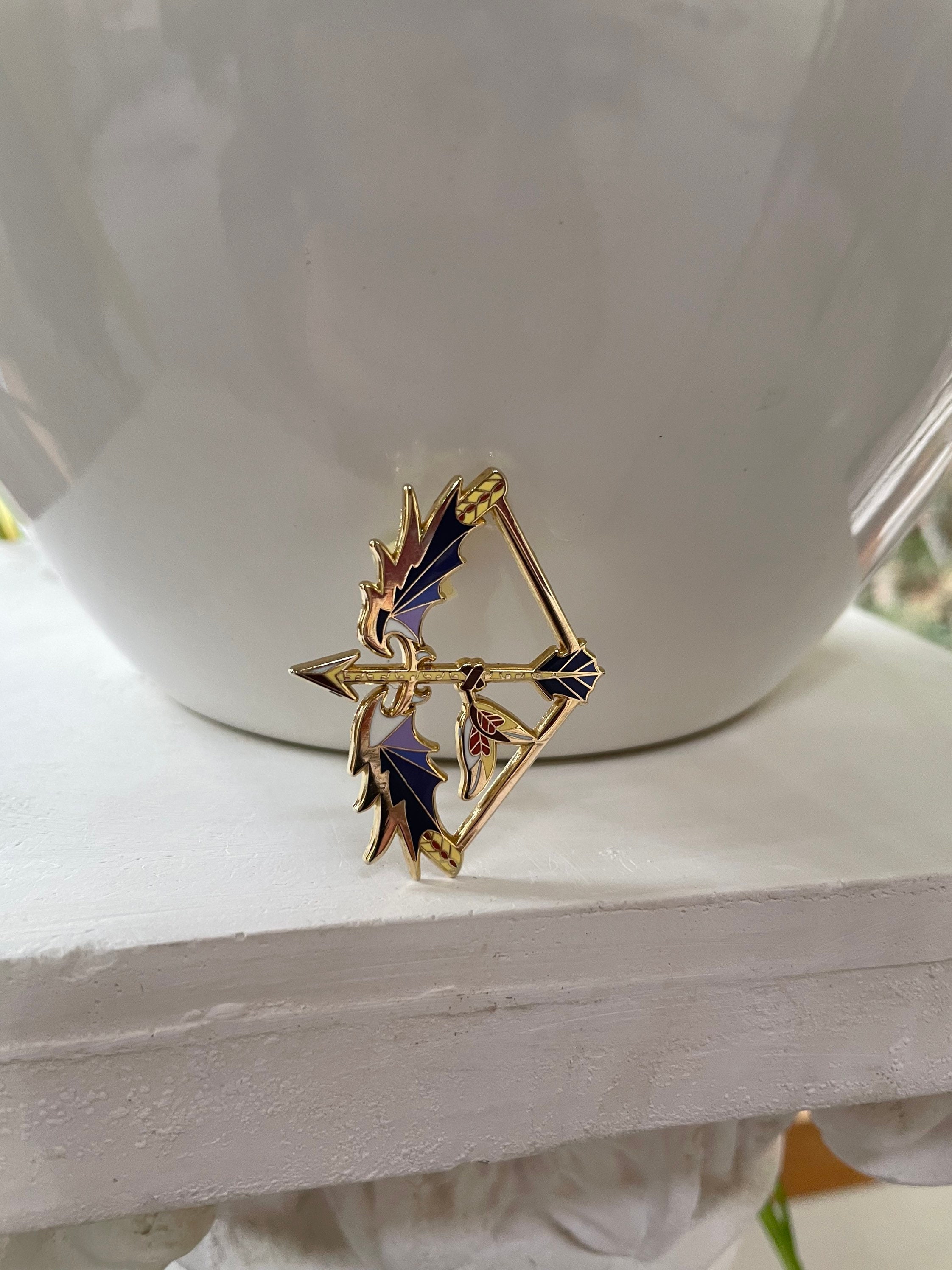 Hard Enamel Pin Dragon Bow and Arrow Lapel Brooch - Etsy