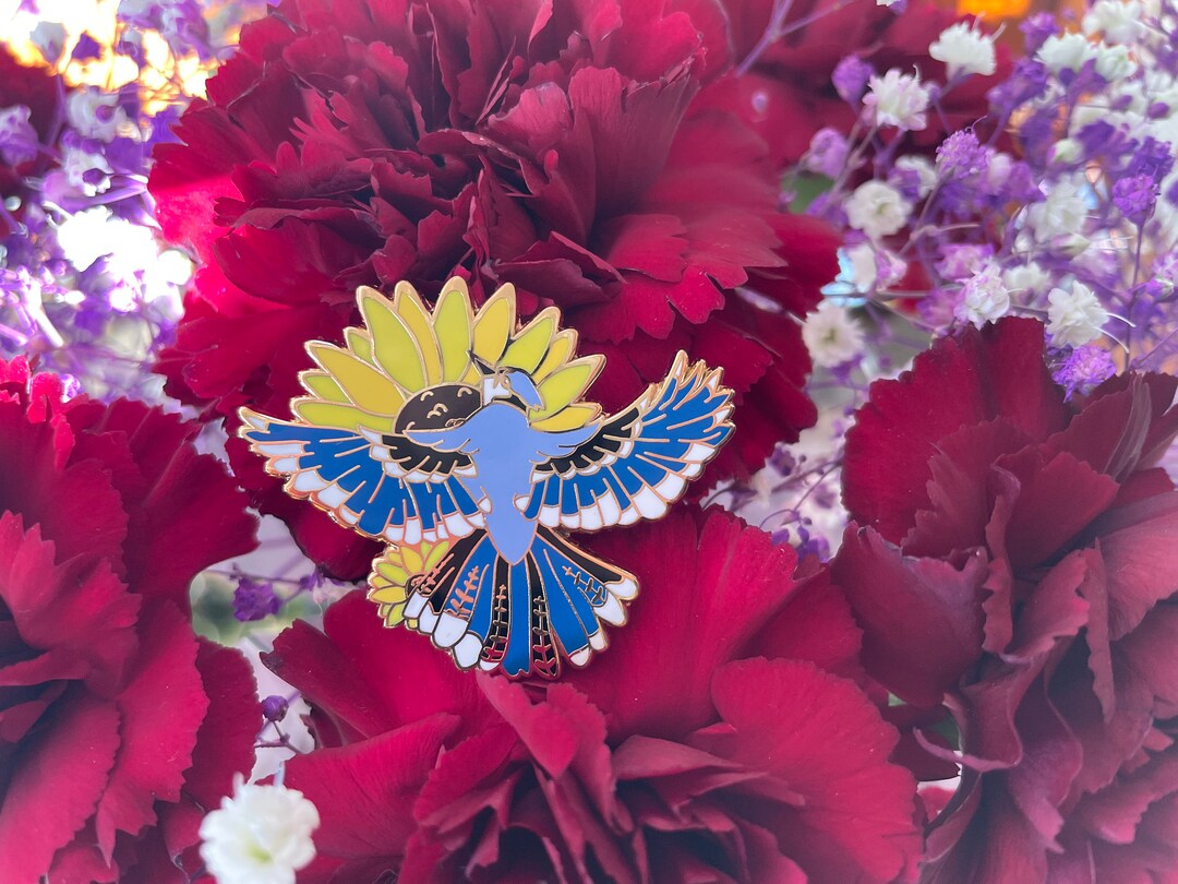 Hard Enamel Pin- Sunflower Bluejay | Lapel Pin | Brooch - Etsy