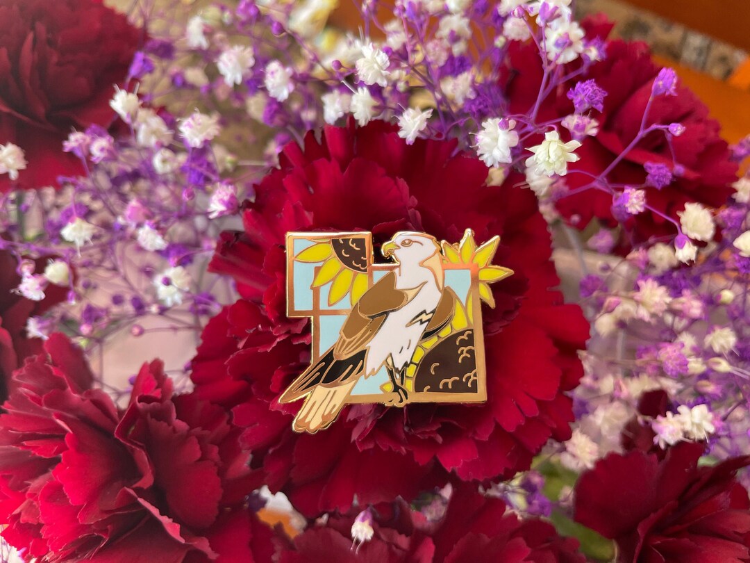 Hard Enamel Pin- Sunflower Falcon | Lapel | Brooch - Etsy