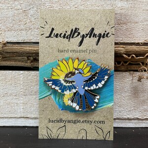 Hard Enamel Pin- Sunflower Bluejay | Lapel Pin | Brooch - Etsy