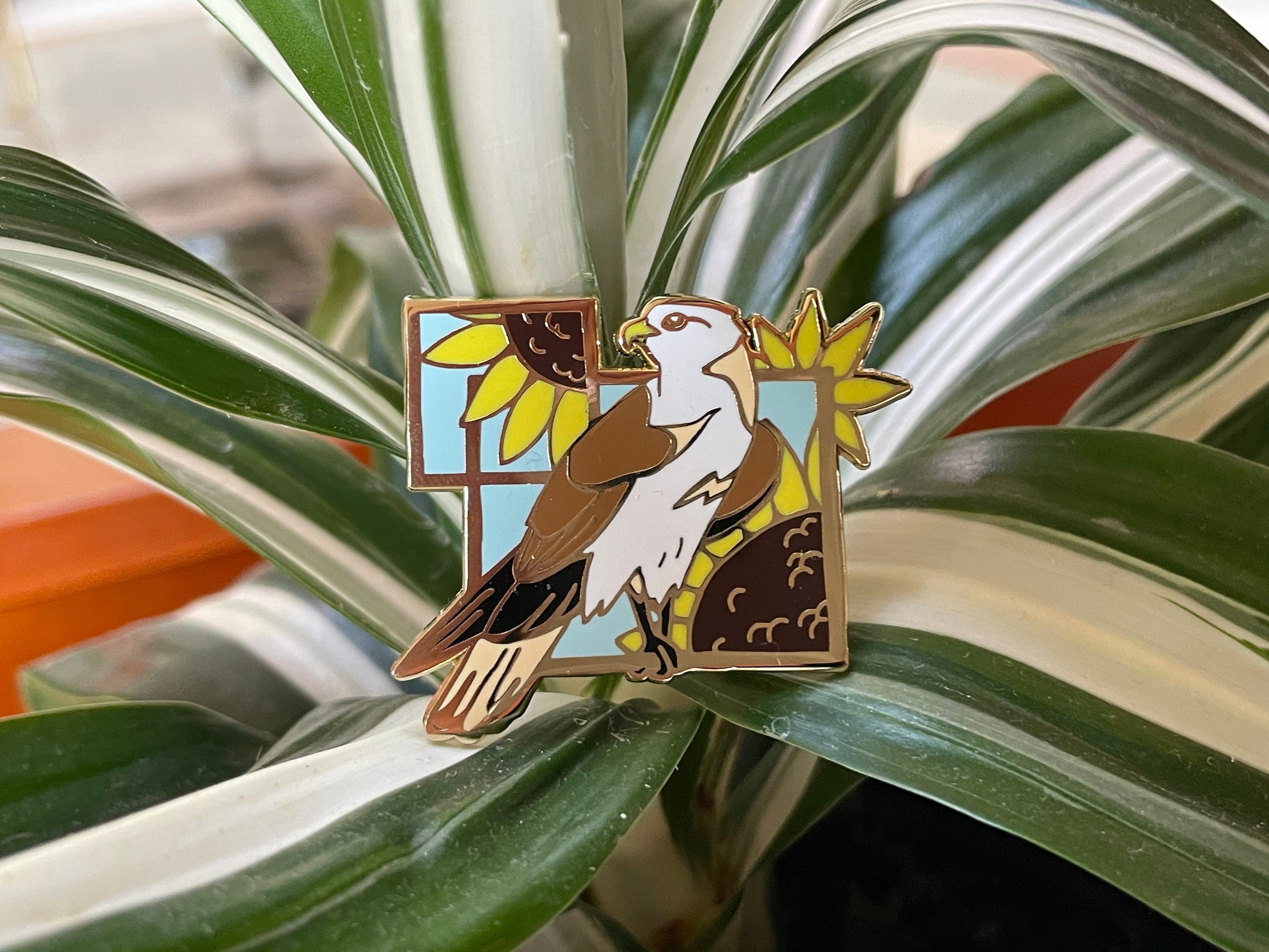 Hard Enamel Pin- Sunflower Falcon | Lapel | Brooch - Etsy