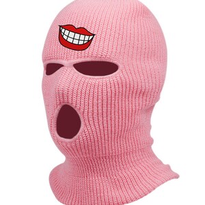 Smiling Lips 3 Hole Ski Mask Adult Embroidered Full Face Cover Warm ...