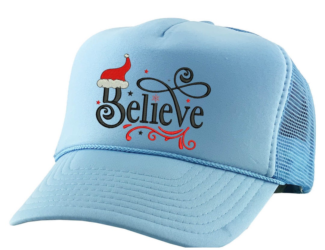 Believe Christmas Trucker Hat Embroidered Adult Cotton U.S. Forest ...