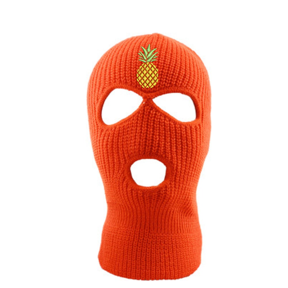 Pineapple 3 Hole Ski Mask Adult Three Hole Mask Embroidered Full Face ...