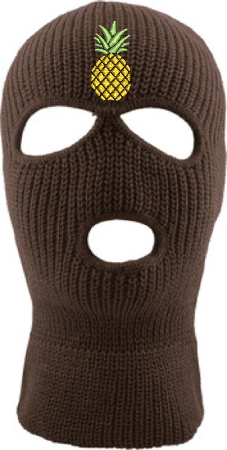 Pineapple 3 Hole Ski Mask Adult Three Hole Mask Embroidered Full Face ...