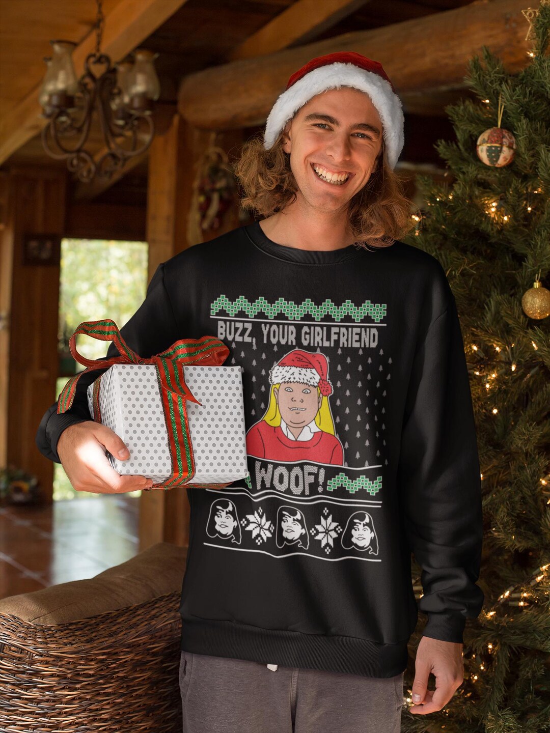 Buzz Your Girlfriend Woof Girl Face Ugly Christmas Sweatshirt - Etsy